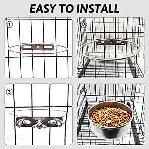 Hamiledyi 2 Pcs Dog Crate Bowl Stainless Steel Puppy Bowls Durable Spill-Proof Pet Water Bowl Hanging Water/Food Metal Bowls for Puppy Medium-Sized Dogs Cats (5.51'' x 2.2'')