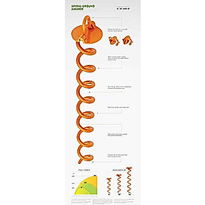 Liberty Outdoor ANCHFR8-ORG-A Folding Ring Spiral Ground Anchor, Orange, 8-Inch