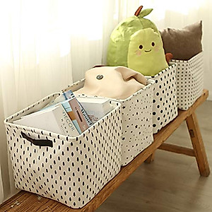 Sea Team Collapsible Canvas Fabric Storage Basket with Handles, Square Storage Box, Cube, Foldable Shelf Basket, Closet, Desk Organizer for Nursery, Home, Office (Black, Set of 4)