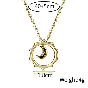 MJartoria Best Friend Necklace Sun Moon Pendant BFF Necklace for 2 Friendship or Couples Matching Necklaces Jewelry Gifts (Gold-Sun+Moon+Rhinestones)