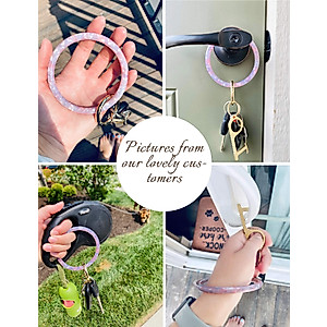 Heesch Bangle Key Ring Bracelet Keychain Key Ring Bracelet for Women, Acetate Circle Keyring for Wrist (Pink & Blue)