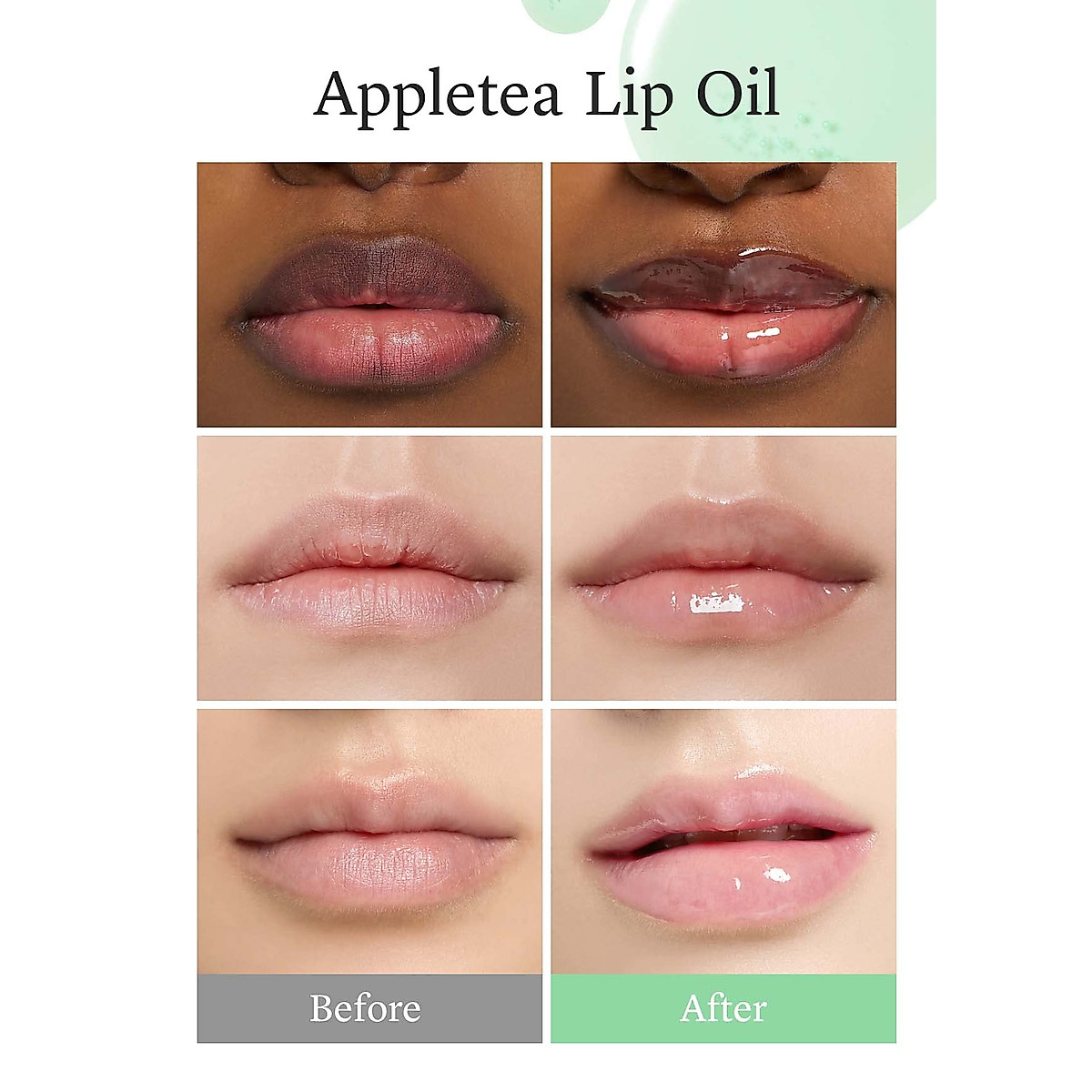 NOONI Vegan Appleseed Lip Oil - Appletea | Long-Lasting, Moisturizing, Plumping, Revitalizing for Dry Lips, Waterproof, No Peel Off, Korean Tint, Hydrating, Nourishing Crystal Clear, 0.12 FL Oz