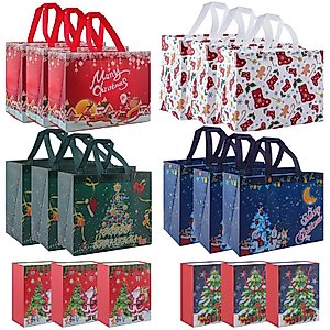 Tsungup 18 Pack Christmas Gift Bags Assorted Sizes,Large Non-Woven Christmas Tote Bags Christmas Reusable Gift Bags with Handles - Large Xmas Gift Bags