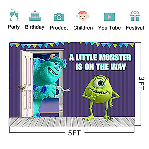 Monster Inc Backdrop for Gender Reveal Party Decorations Monster Inc Background for Baby Shower Party Cake Table Decorations Supplies a Little Monster is on The Way Theme Banner 5x3ft