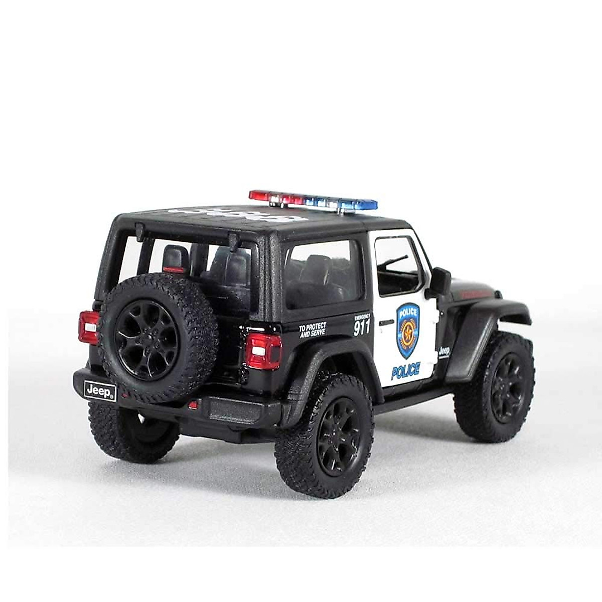 KiNSMART 5" Die-cast: 2018 Jeep Wrangler Rubicon Police Edition (Black/White)