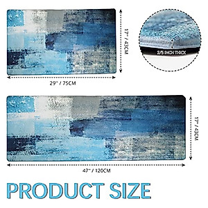 MAYHMYO Kitchen Mat 2 Piece Anti Fatigue Kitchen Floor Mat Non Slip Waterproof Memory Foam Cushioned Teal Kitchen Rugs and Kitchen Mats for Floor Laundry Room Home Office Sink