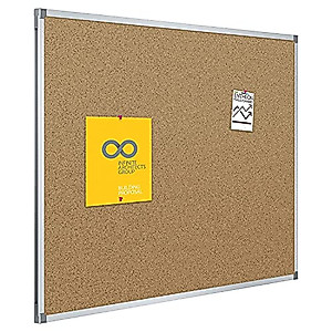 Quartet Basic Cork Bulletin Board, 48" x 36", Aluminum Frame with Silver Finish