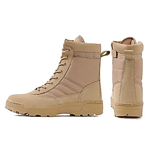 QMFUR Men’s Military Boots Outdoor Hiking Boots Work Boots Tactical Boots Durable Combat Boots Army Boots (Tan, 11, numeric_11)