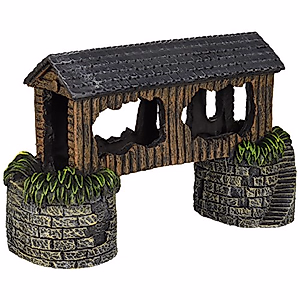 Penn-Plax Madison County Covered Bridge Fish Tank Ornament Decoration for Aquariums and Terrariums