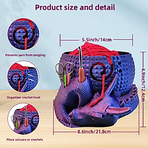 Fantasy Dragon and Egg Large Yarn Bowl for Crocheting Funny,Crochet Bowls for Yarn,Yarn Bowl for Knitting,Yarn Holder for Crocheting,Perfect Gifts for the Knitter,8.66inch×7.09inch×4.92inch(purple)