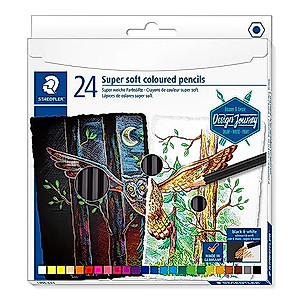 Staedtler Super Soft coloring pencils, rich pigments perfect for light and dark paper, Assorted Color Pencils, Box of 24, 149C C14