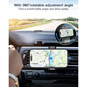 𝟮𝟬𝟮𝟯 𝗡𝗲𝘄 Weetla Wireless Car Charger,Charging Auto-Alignment, Air Vent 360° Adjustable Auto-Clamping Car Phone Holder Mount Wireless Charging for iPhone 15/14/13/12/11/Pro Max (Gray)