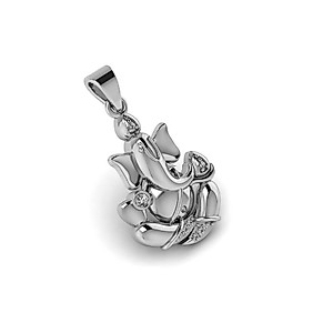 SirDaksh Lord Ganesh Spritual Cubic Zircon Silver Pendant Charm Pendant