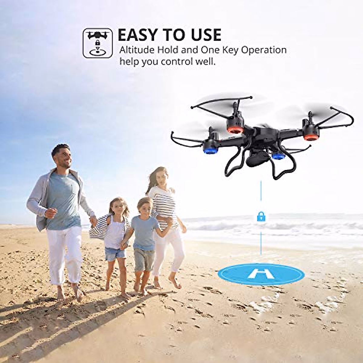 Holy Stone F181W 1080P FPV Drone with HD Camera for Adult Kid Beginner, RC Quadcopter with Carrying Case, Voice Control, Gesture Control, Wide Angle Live Video, Altitude Hold, 2 Batteries, Easy to Fly