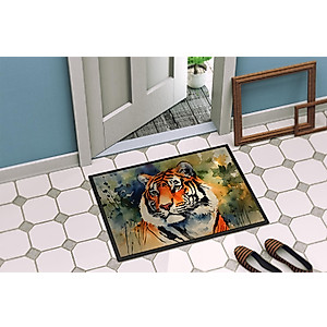 Caroline's Treasures DAC2989MAT Tiger Doormat Front Door Mat Indoor Outdoor Rugs for Entryway, Non Slip Washable Low Pile, 18H X 27W