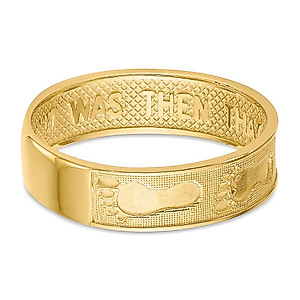 Solid 14k Yellow Gold Footprints In The Sand Ring Band Size 9