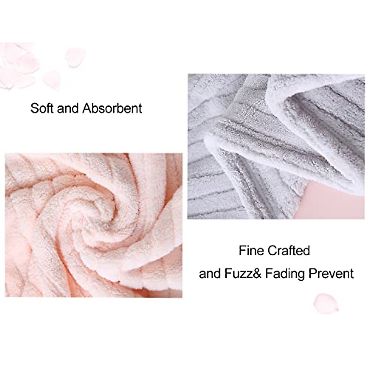 SYMGILA Microfiber Hair Towel Wrap, Hair Turbans for Wet Hair, Drying Hair Wrap Towels for Curly Hair Women Anti Frizz 2 Pack (Grey/Beige)