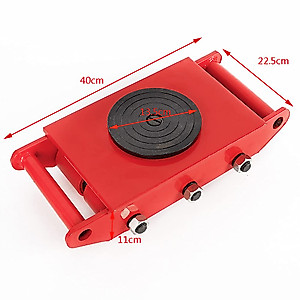 Heavy Duty Machine Dolly Skate Machinery Roller Mover Cargo Trolley 8 Ton 17600lb, w/Steel Rollers Cap 360 Degree Rotation (Red)