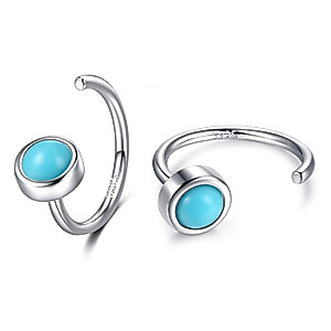 Huggie Hoop Earring 925 Sterling Silver Synthetic Turquoise Huggie Earrings for Women Ear Hugger Earrings Half Hoop Earrings