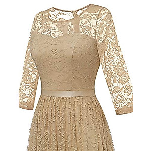 Wedtrend Champagne Bridesmaid Dresses for Wedding Party, Formal Gowns and Evening Party Dress, Floor Length Long Wedding Guest Dress Floral Lace Maxi Christmas Dress with Sleeves WTL20007Champagne3XL