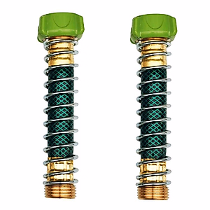 HQMPC Garden Hose Extension Adapter Hose Kink Protector RV Flexible Hose Protector 3/4" GHT Spring Garden Hose Coiled Spring Protector 2Pcs