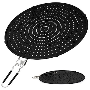 Silicone Splatter Screen for Frying Pan 13”, Foldable Grease Splatter Guard Heat Resistant Oil Splash Guard - Stop Hot Oil Splatter, Pan Strainer, Pan Cover, Non Stick, Multi-Use, Black