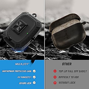 Maxjoy for Beats Studio Buds Case Cover, Studio Buds Plus Case 2023 with Lock, Studio Buds + Shockproof Protective Earbuds Case with Keychain for Beats Studio Buds 2021/Beats Studio Buds+ 2023, Black