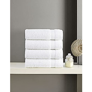 White Bath Towels 27" x 54" Quick-Dry High Absorbent 100% Turkish Cotton Towel for Bathroom, Guests, Pool, Gym, Camp, Travel, College Dorm (White, 4 Pack Bath Towel)