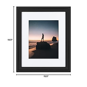 Golden State Art, 16x20 Picture Frame - Displays 11x14 Photo with Mat or 16x20 Without Mat, Wide Moulding Solid Wood Frame for Wall Display, Black