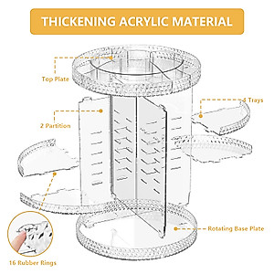 BuySShow 360 Rotating Makeup Organizer, DIY 7 Adjustable Layers spinning Cosmetic Organizer Large Capacity Make Up Organizers and Storage (Pink)