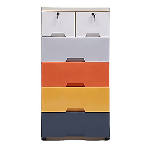 Plastic Dressers with 6 Drawers Storage Cabinet Tall Dresser with Wheels & Lock for Clothes, Bedroom, 19.69 * 13.78 * 40.16inch (Style 2)