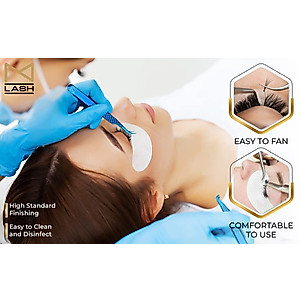 M LASH Tweezers for Eyelash Extensions (Set of 4) - Professional Lash Extension Tweezers - Fiber Tip, Japanese Steel, Diamond Grip Eyelash Extension Tweezer (Blue)