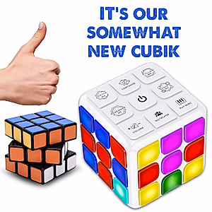 Skywin Puzzle Cube Game (White) - Flashing Cube Handheld Electronic Games Stem Toy - Fun Memory Games & Brain Games for Adults and Kids