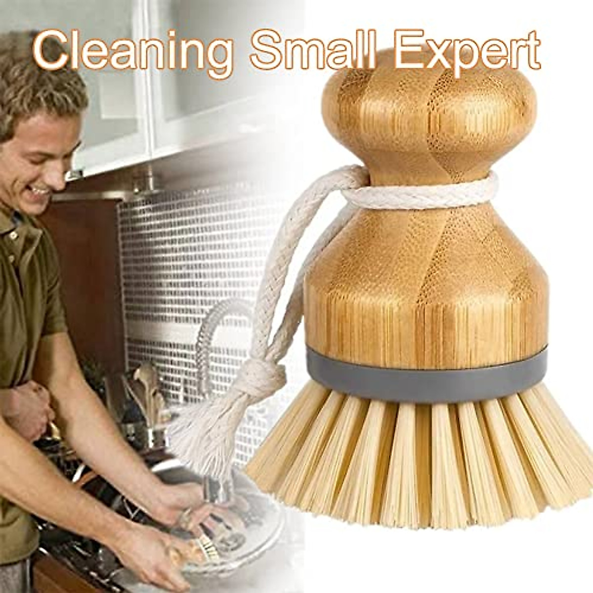 Bamboo Dish Brush Scrub Wooden Brush - Bamboo Dish Brush，Brush for Dishes,Palm Brush Dish Scrubber Suitable for Washing Dishes,Stubborn Stains & Vegetables.