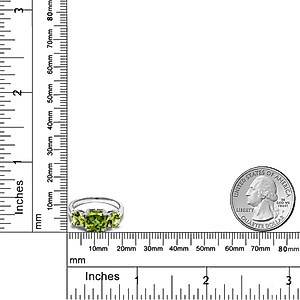 Gem Stone King 925 Sterling Silver Green Peridot 3 Stone Engagement Ring For Women (3.45 Cttw, Gemstone August Birthstone, Cushion 8MM, Size 7)