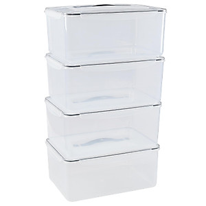 Uumitty 4 Pack Airtight Food Storage Container Set, Bread Box for Kitchen Countertop, 15 Quart Plastic Food Storage Bin, Leak Proof, Clear