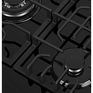 Empava 30 in. Gas Stove Cooktop 5 Italy Sabaf Sealed Burners NG/LPG Convertible in Black Tempered Glass, 30 Inch