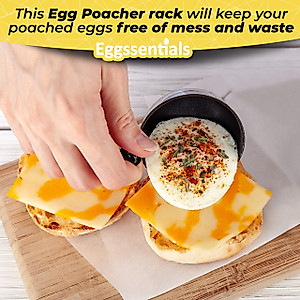Eggssentials Egg Poacher Pan Nonstick Poached Egg Maker, Stainless Steel Egg Poaching Pan, Poached Eggs Cooker Food Grade Safe PFOA Free with Spatula, Egg Poachers Cookware - 4 Poaching Cups