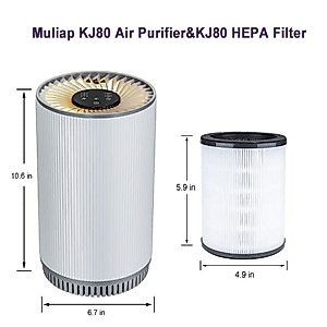 Muliap AF3080 Hepa Filter,Replacement Filter for Kj80,H13 Hepa Filter,For Dust Smoke Pet Dander Pollutants.Only the Muliap KJ80 Can Use,1 Pack.