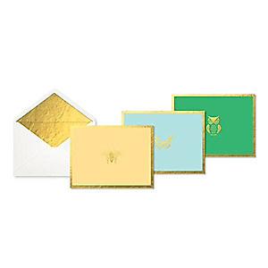 C.R. Gibson Gold Bee, Butterfly and Owl Thank You Cards With Envelopes for all Occasions, 12 pc, 5'' W x 3.75'' H