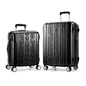 OIWAS Carry on Luggage with TSA Lock, Space Widening Horizontally Travel Suitcase, 8 Spinner Wheels Carry on Suitcase for Outdoor Travel Business Weekender(black, 2-Piece Set(20/26))