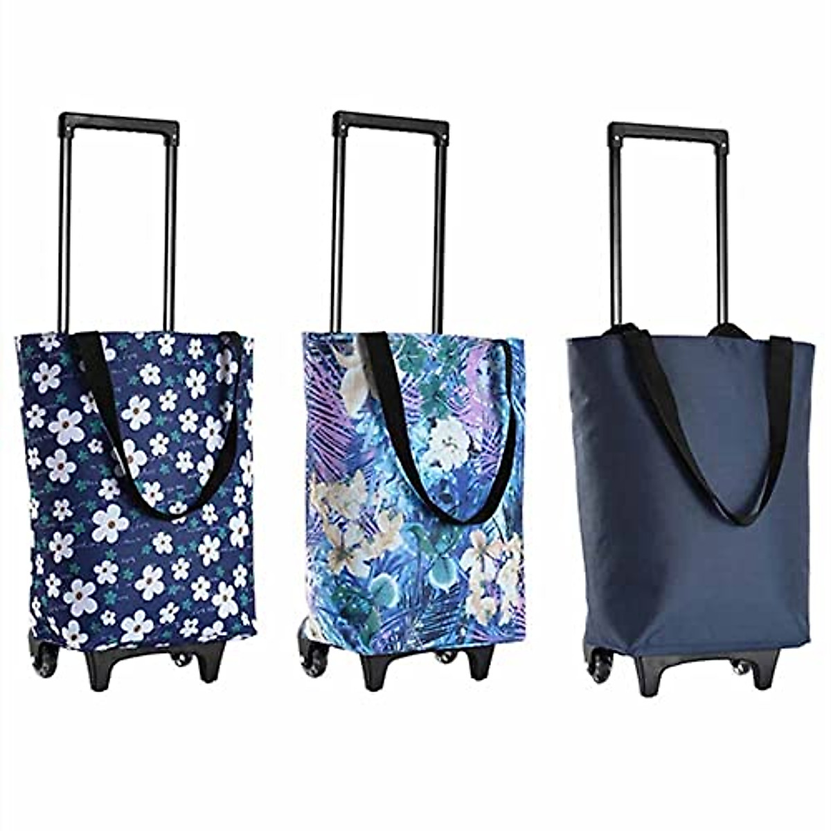 SDGH Shopping Bag with Wheels Handbag Straps Folding Utility Trolley Grocery Cart Handle for Women Travel Trip Vacations Camping (Color : E)