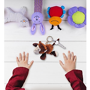 Puzzled Monkey Plush Keychain Stuffed Animal Toy - Soft Wild Life Animal Brown Chimp Charm Keyring, Cute Decorative Plush Toy Accessory Fun Buddy - 4 Inches