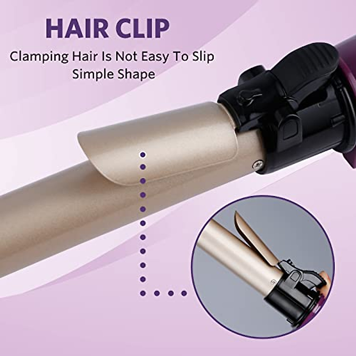 Automatic Curling Iron Automatic Curling Wand for Hair Styling Auto Hair Curler Automatic Hair Curling Wand Self Rotating Curling Iron (1.1inch Curl/28mm, Purple)