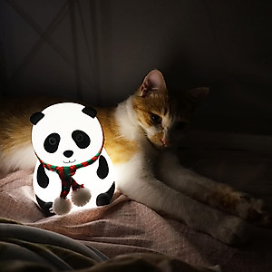 LED Kids Night Light Cute Nursing Night Light Non-Flickering Eye-Caring Lamp-USB Rechargeable, Touch Control, Multi-Color and Warm White Can be Switched, Fabulous Ideal Gift (Panda Round Eyes)