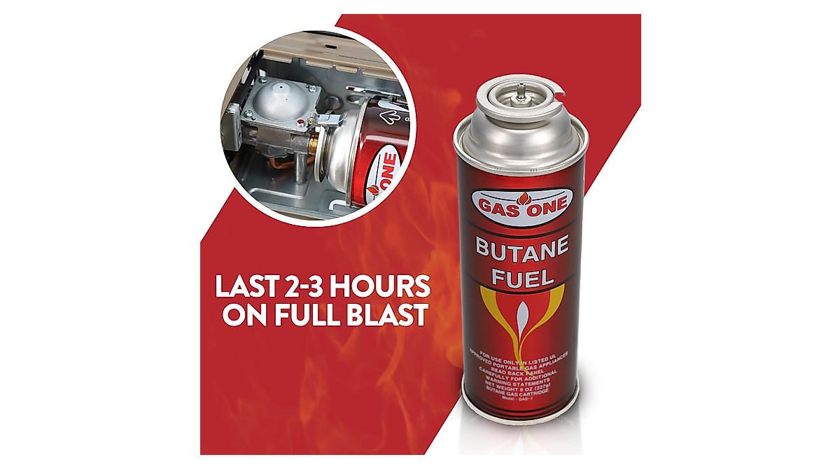 GasOne Camping Butane Fuel - 4 Pack for Stoves