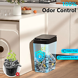 jinligogo Bathroom Trash Can Touchless, 2.5 Gallon Motion Sensor Smart Trash can with Automatic Lid, Waterproof Slim Plastic Narrow Bedroom Garbage Bin for Kitchen, Office, Living Room, RV - Black