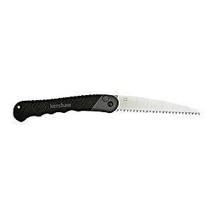 Kershaw Taskmaster Folding Saw (2555X); for Camping and Hunting with Serrated High Performance 7 in. Steel Blade, Lock Button Release and Glass-Filled Nylon Handle with Rubber Overlay