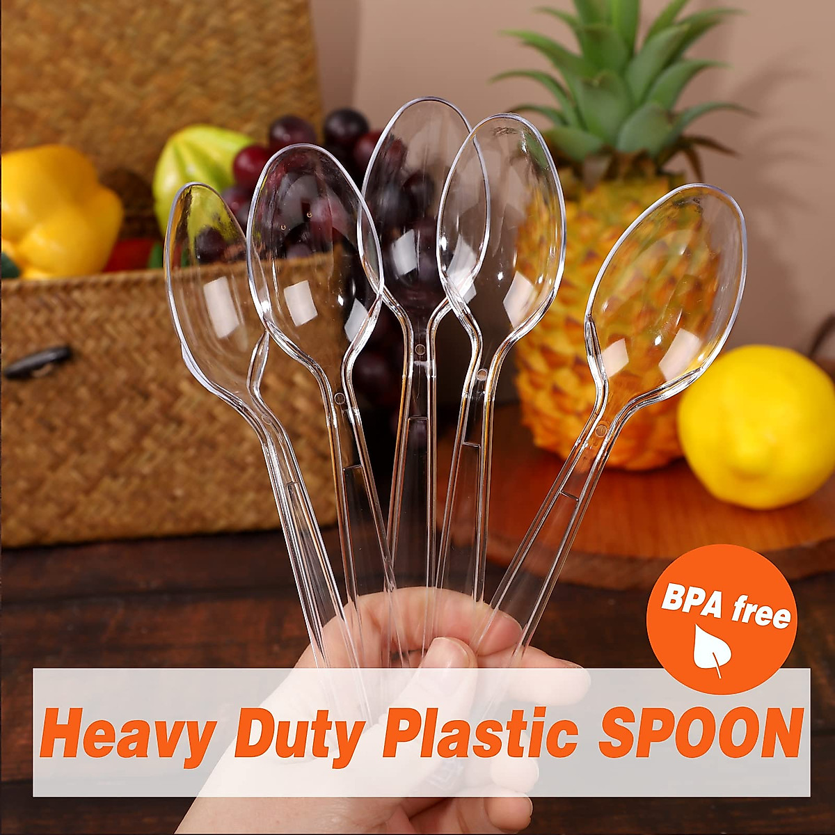 Liacere 360 Pieces Clear Plastic Spoons - Heavyweight Disposable Spoons-6.7inch Heavy Duty clear Cutlery - Plastic Utensils - Perfect for Parties and Restaurants