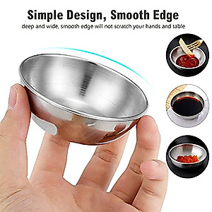 UPKOCH 8pcs Stainless Steel Sauce Dishes Dipping Bowls Round Seasoning Dish Saucer Appetizer Plates for Restaurant Home (Silver)